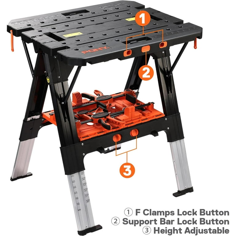 Welding Table Costway 2-in-1 Foldable Work Table, Workbench & Sawhorse ...