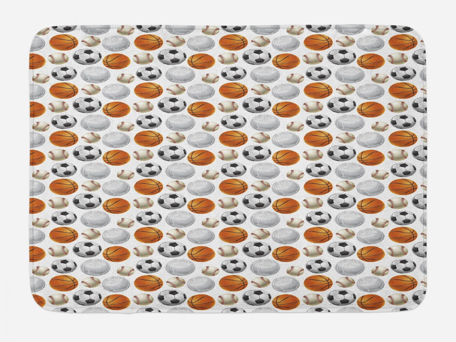 Sports Bath Mat, Football and Volleyball Pattern Competition Theme ...