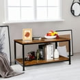 Superdeal Rectangular Vintage Coffee Table, 2-Tier Storage, MDF + Metal ...