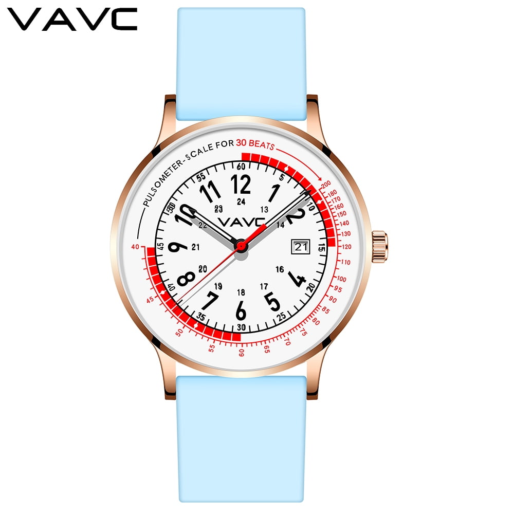 VAVC Nurse Watch with Pulsometer Scale Rose Gold Plated Medical Watch ...