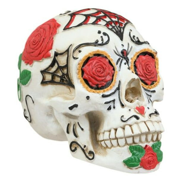 Ebros White Sunflower Floral Day of the Dead Sugar Skull With Eyes Of ...