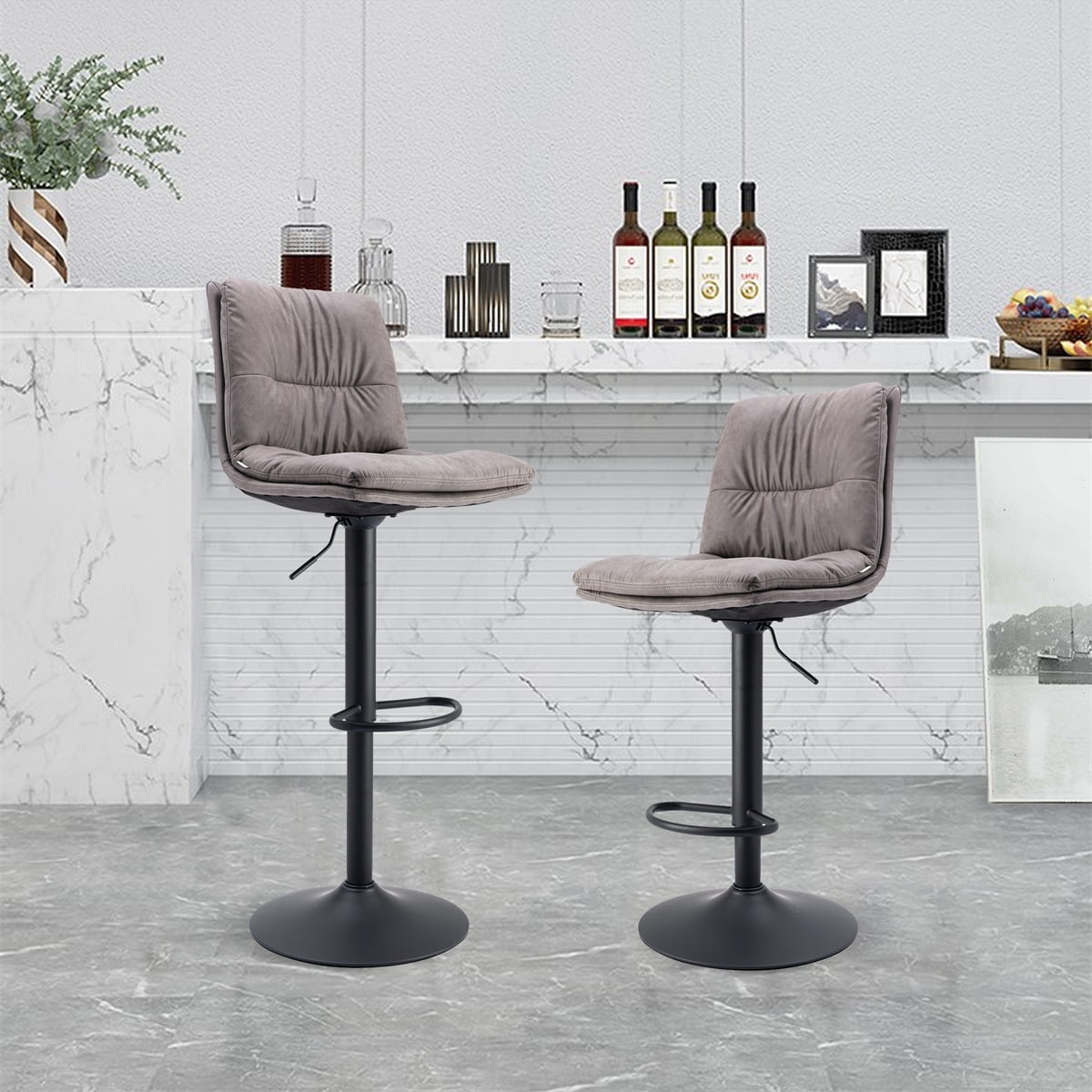JINS&VICO Bar Stools Set of 2 Adjustable 360° Swivel Barstools with ...