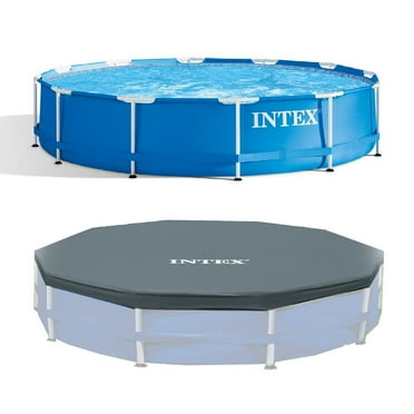 Intex 10 Foot x 30 Inches Pool w/ 10-Foot Round Above Ground Pool Cover ...