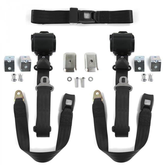 SafeTboy 683716 Chevy Truck 1955-1959 Standard 3 Point Black Retractable Bench Seat Belt Kit ...