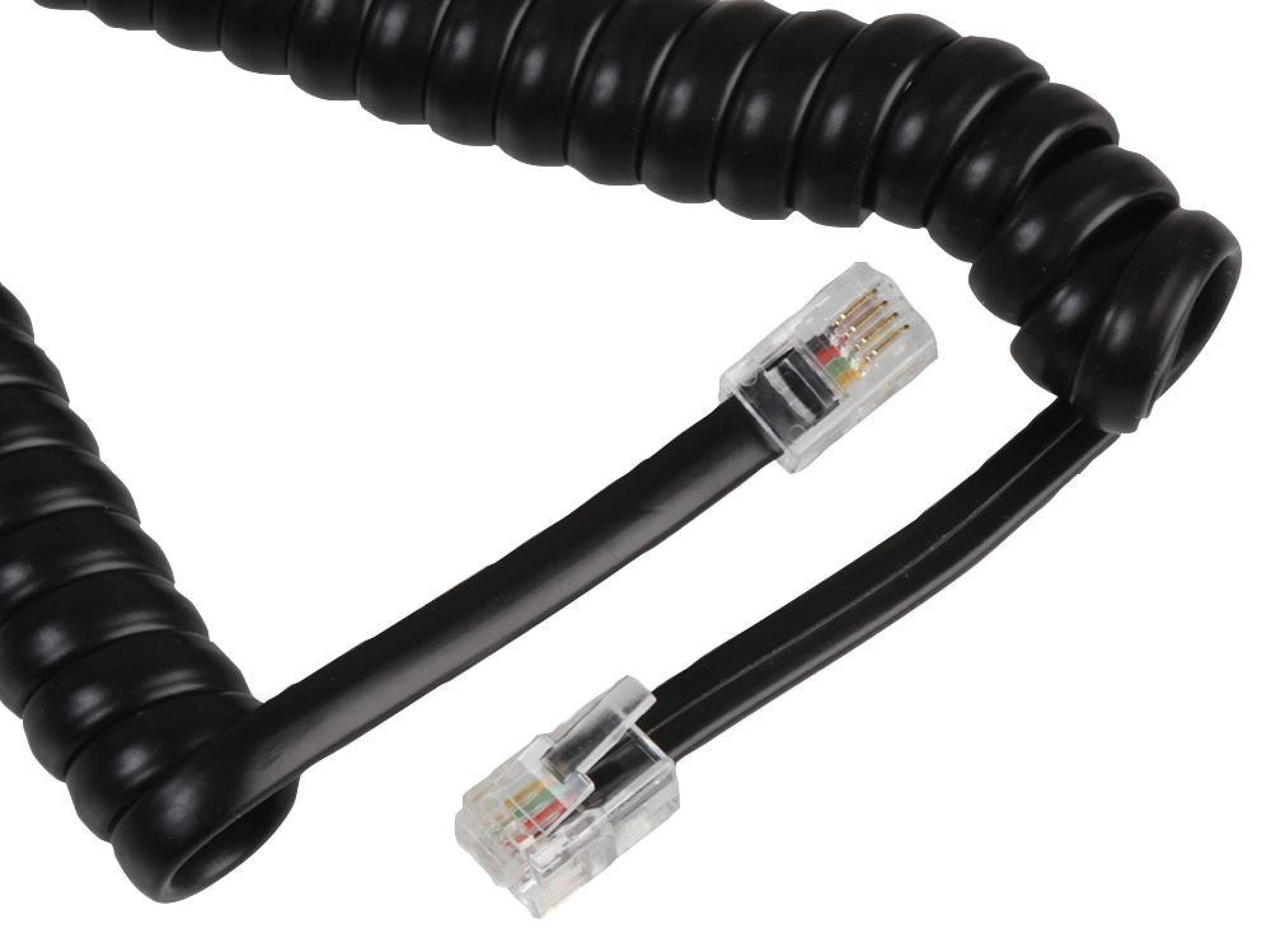 PRO SIGNAL - RJ10 Plug to Plug Coiled Handset Cord, 1.5m , Black ...