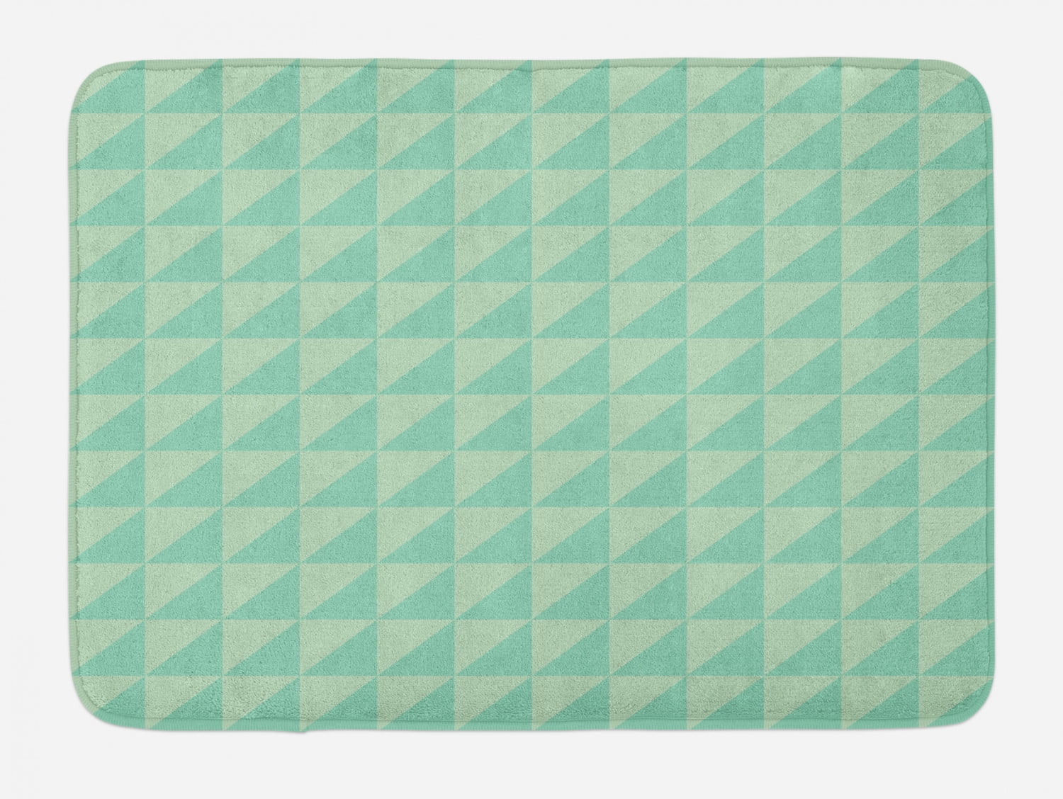 Mint Bath Mat, Symmetrical Half Cut Squares with Triangles Retro Style ...