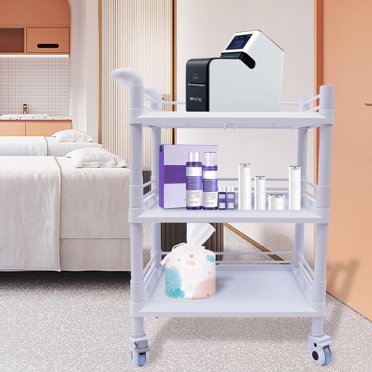CNCEST 3 Tiers Medical Trolley Mobile Utility Rolling Serving Cart w ...