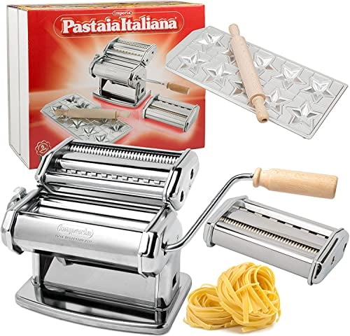 Pasta Maker Machine by Imperia- Heavy Duty Deluxe Set w 2 Attachments ...