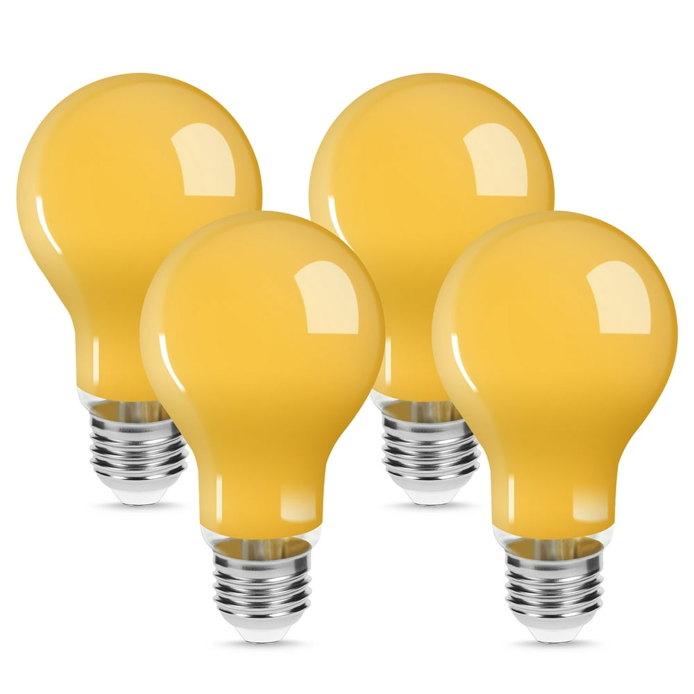 A19 Amber Yellow LED Bug Light Bulb, 6W(50W Equivalent), 550LM, E26 ...