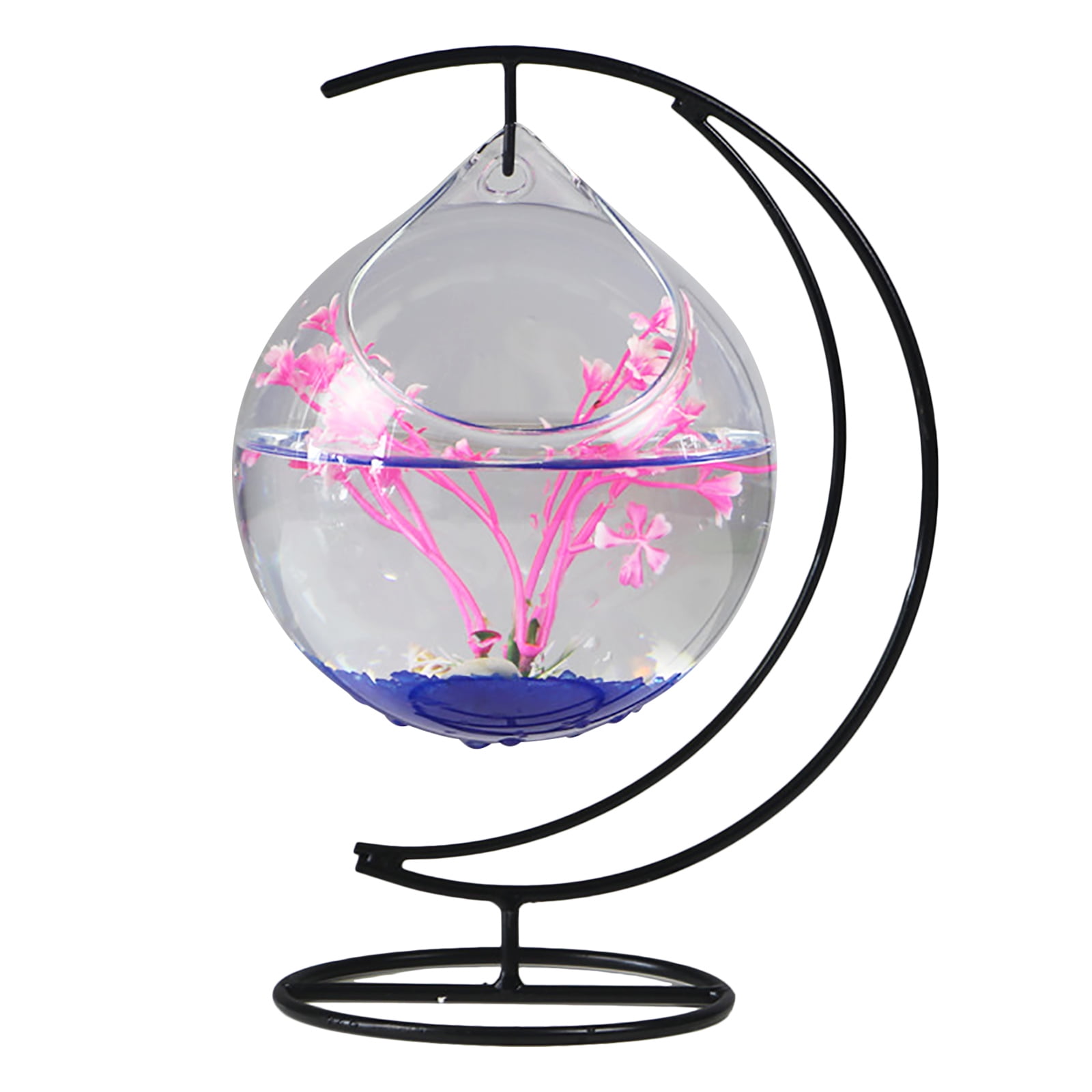 GadgetVLot Random color transparent glass small fish tank wrought iron ...