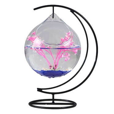 SPRING PARK Hanging Fish Tank Bowl with Stand Creative Small Table ...