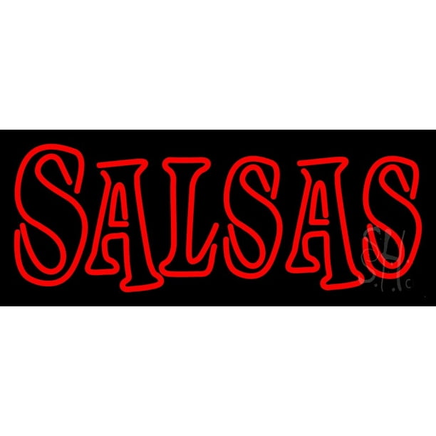 Double Stroke Salsas LED Neon Sign 13 x 32 - inches, Black Square Cut ...