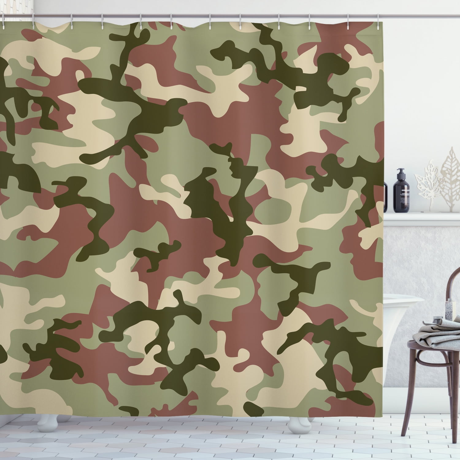Ambesonne Camo Shower Curtain Pattern In Forest Colors 69wx70l