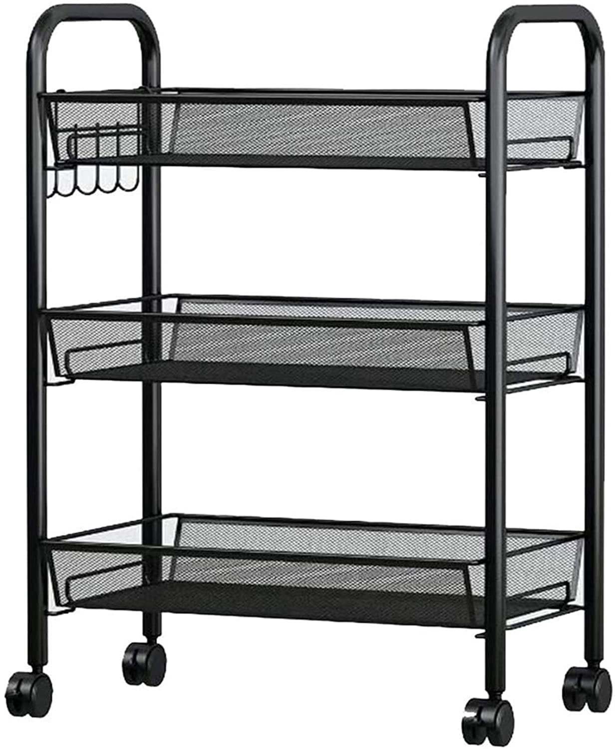 3-Tier Trolley Rolling Cart Kitchen Storage Trolley On Lockable Wheels ...