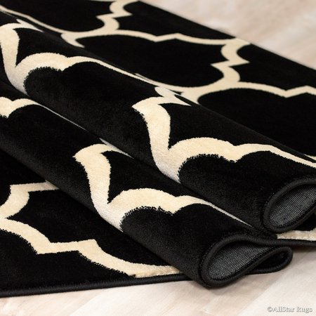 Allstar Black Wool-Touch Look High Quality Woven Area Rug . High ...