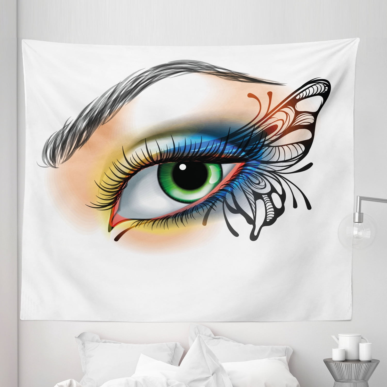 Eye Tapestry, Fantasy Woman's Eye Make up Butterfly Wing Vibrant Colors ...