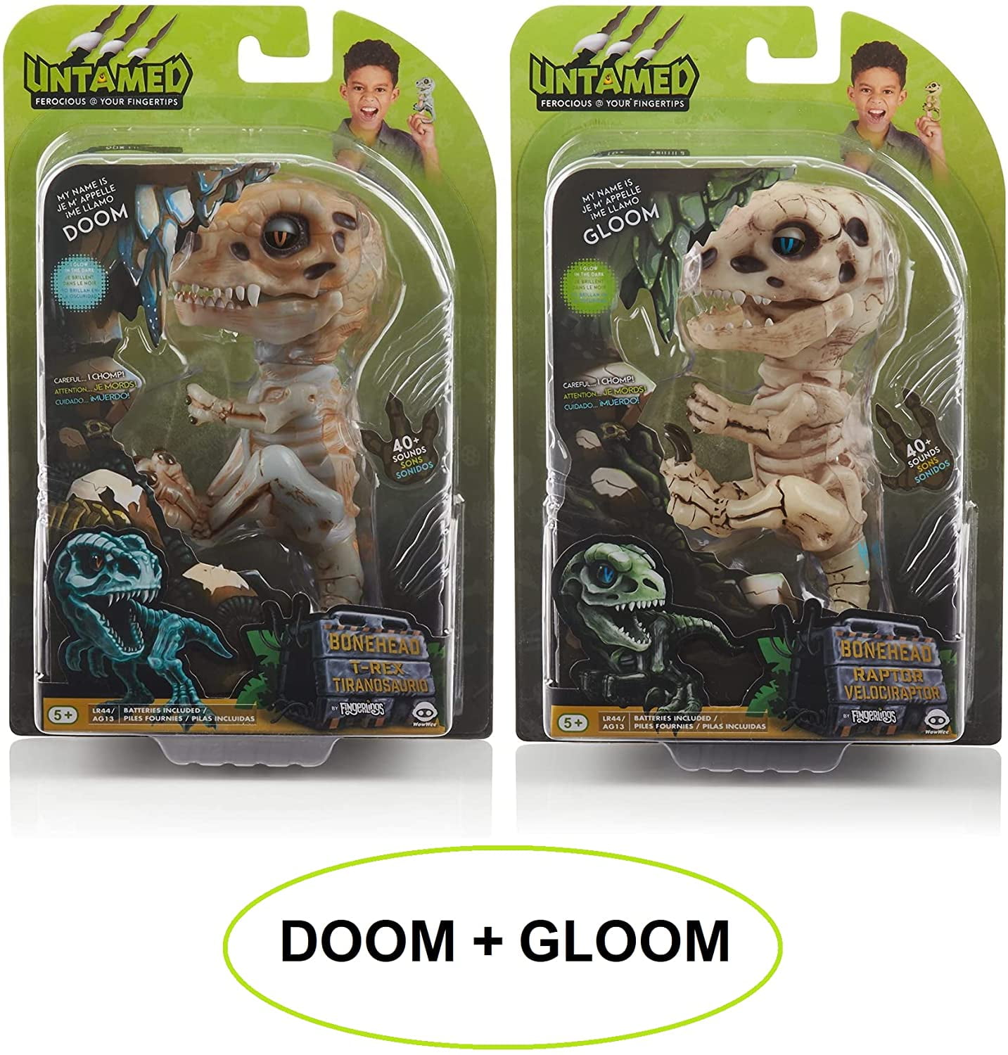 WowWee Untamed Skeleton by Fingerlings Raptor & T-Rex Interactive ...