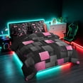Manfei Abstract 3D Cube Full Size Bedding Sets, Geometric Checkered ...