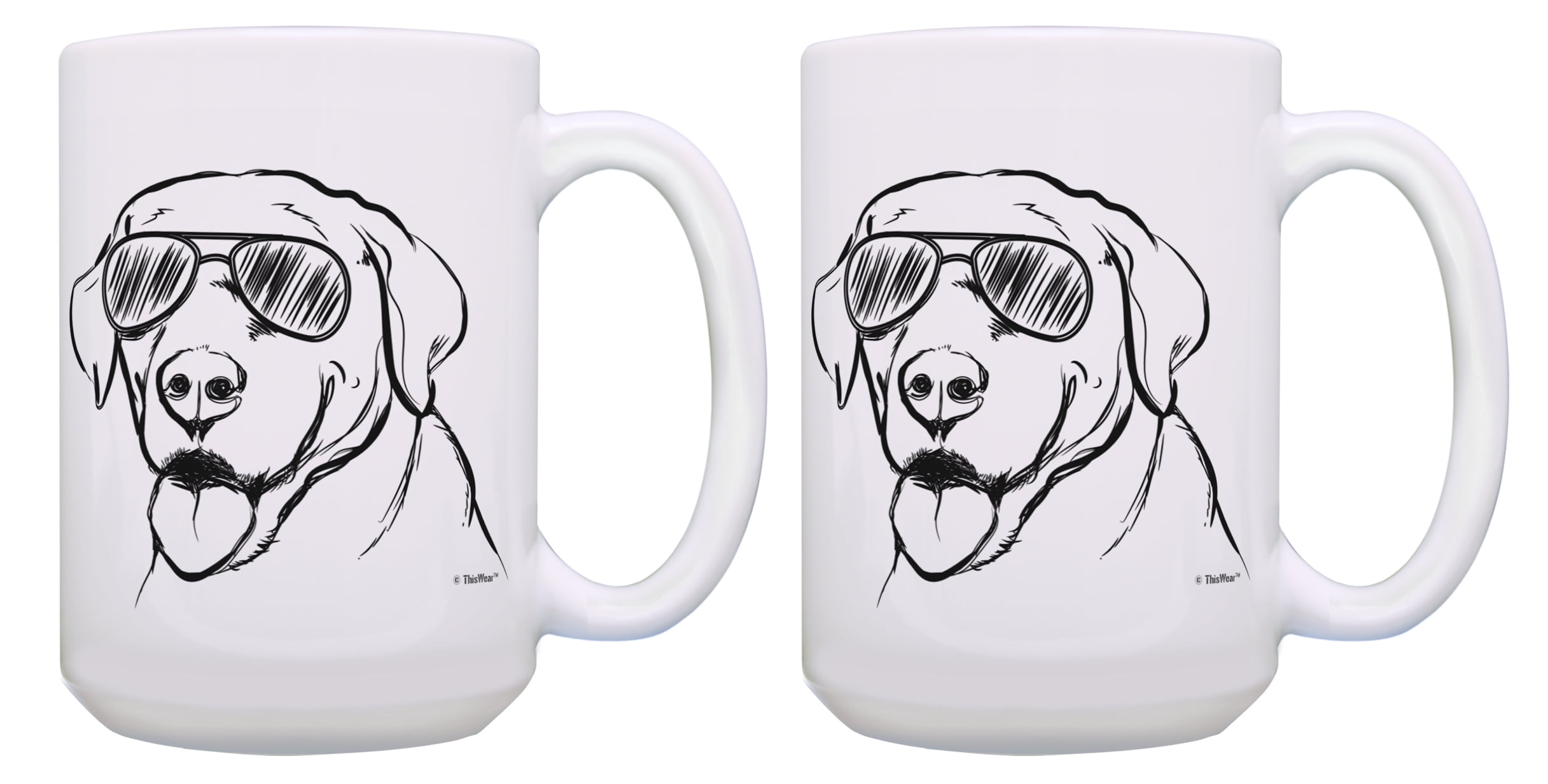 ThisWear Dog Mugs Labrador Retriever Wearing Sunglasses Dog Gift Set 2 ...