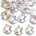 30pcs Star and Crescent Moon Charms with Shiny Rhinestone Alloy ...