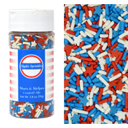 Patriotic Star Shapes Red White Blue Stars Bakery Topping Sprinkles 8 ...