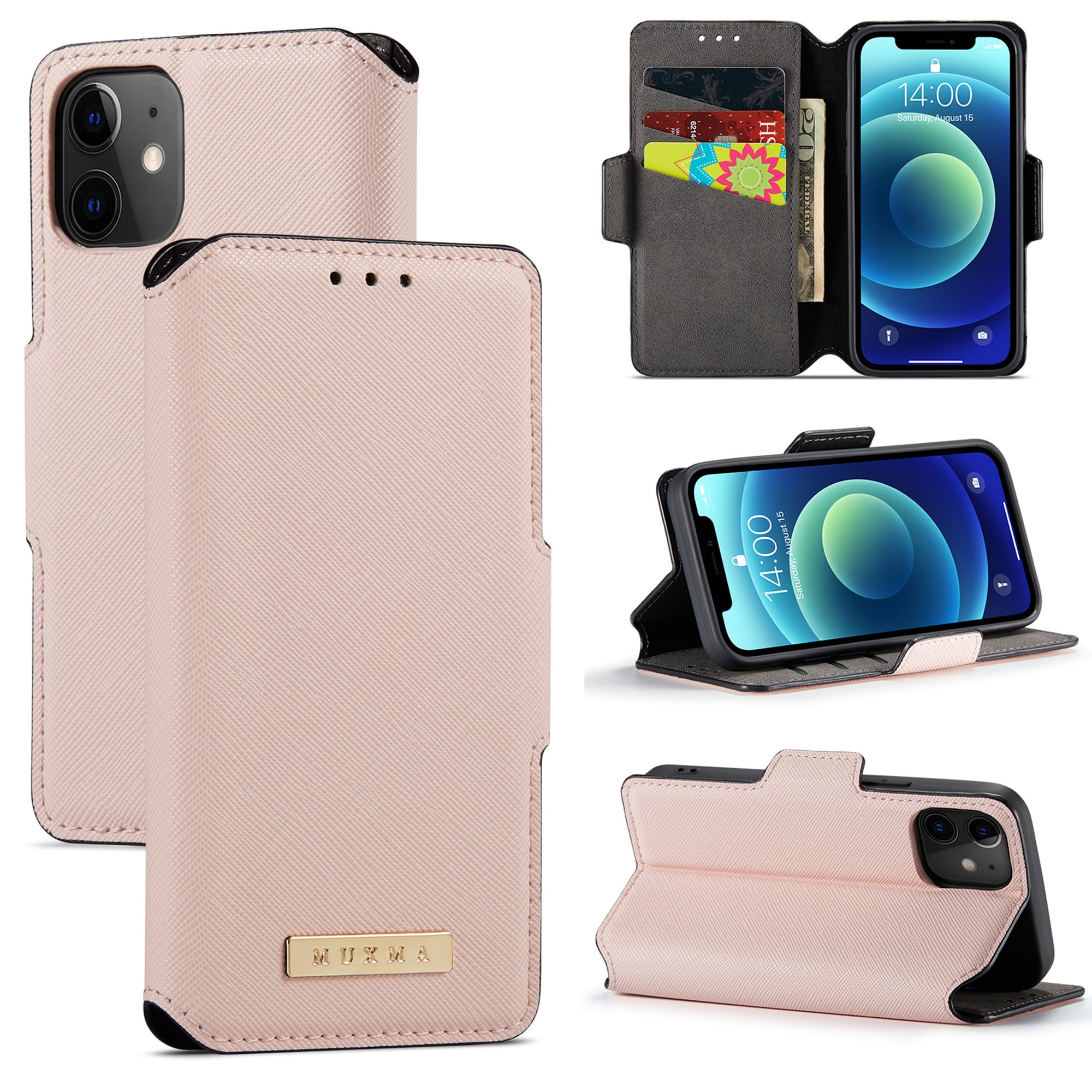 iPhone 12 mini Wallet Case, Dteck Soft Glossy PU Leather Credit Card ...