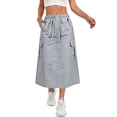Cargo Skirt for Women Casual High Waisted Straight Maxi Skirt Comfy A ...