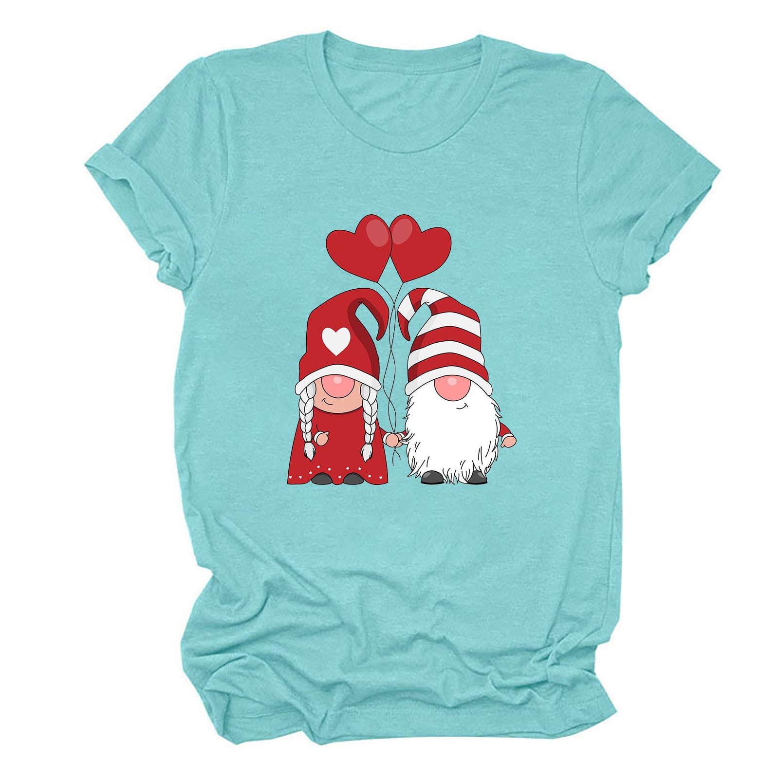 Xflwam Valentines Day Shirt For Women Love Heart Cute Gnome Print T