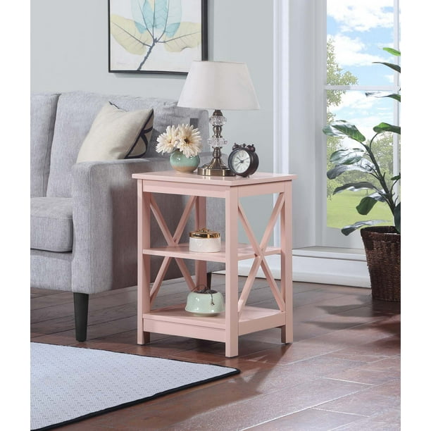 Convenience Concepts Oxford End Table with Shelves, Blush Pink ...