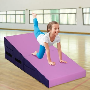 Costway Blue Incline Wedge Ramp Gymnastics Mat - Foldable Fitness ...