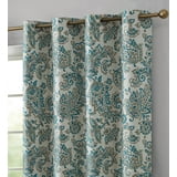 THD Paisley Faux Silk 100% Blackout Thermal Lined Energy Efficient Curtain Grommet Panels - Pair ...