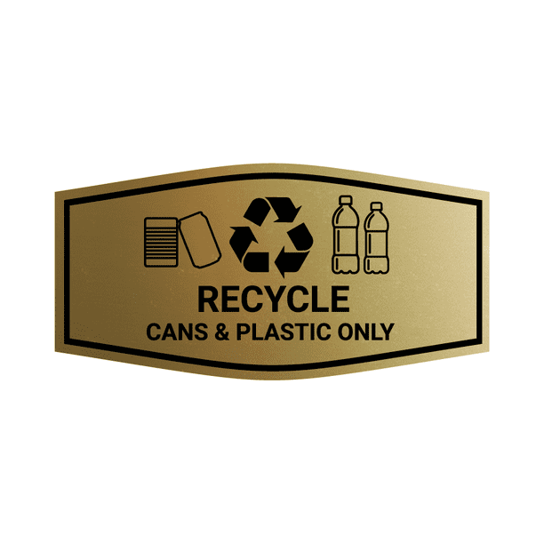 Fancy Recycle Cans & Plastic Only Sign (Brushed Gold) - Large - Walmart.com