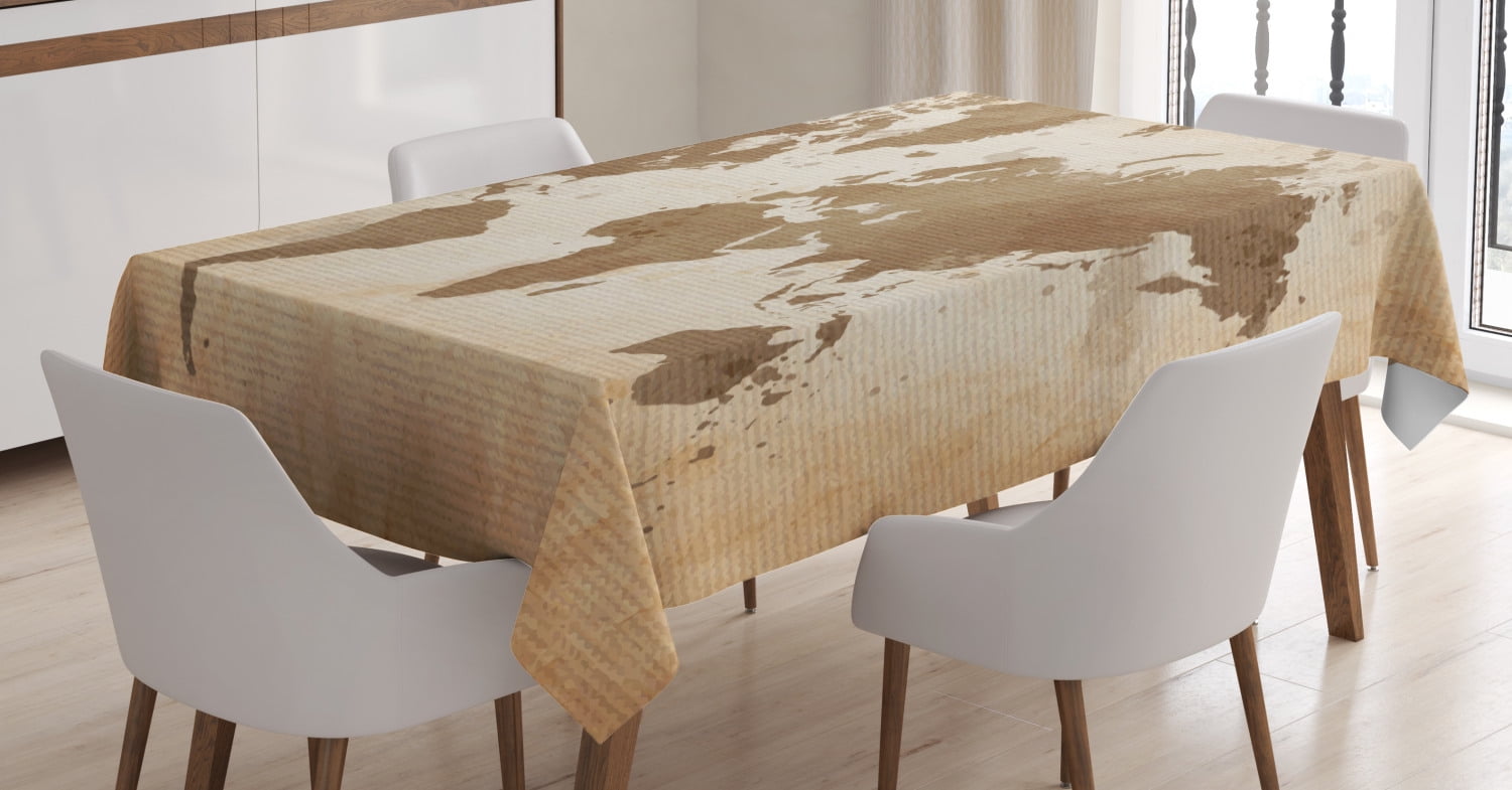 World Map Tablecloth, Illustration of Continents of Earth Vintage Style ...