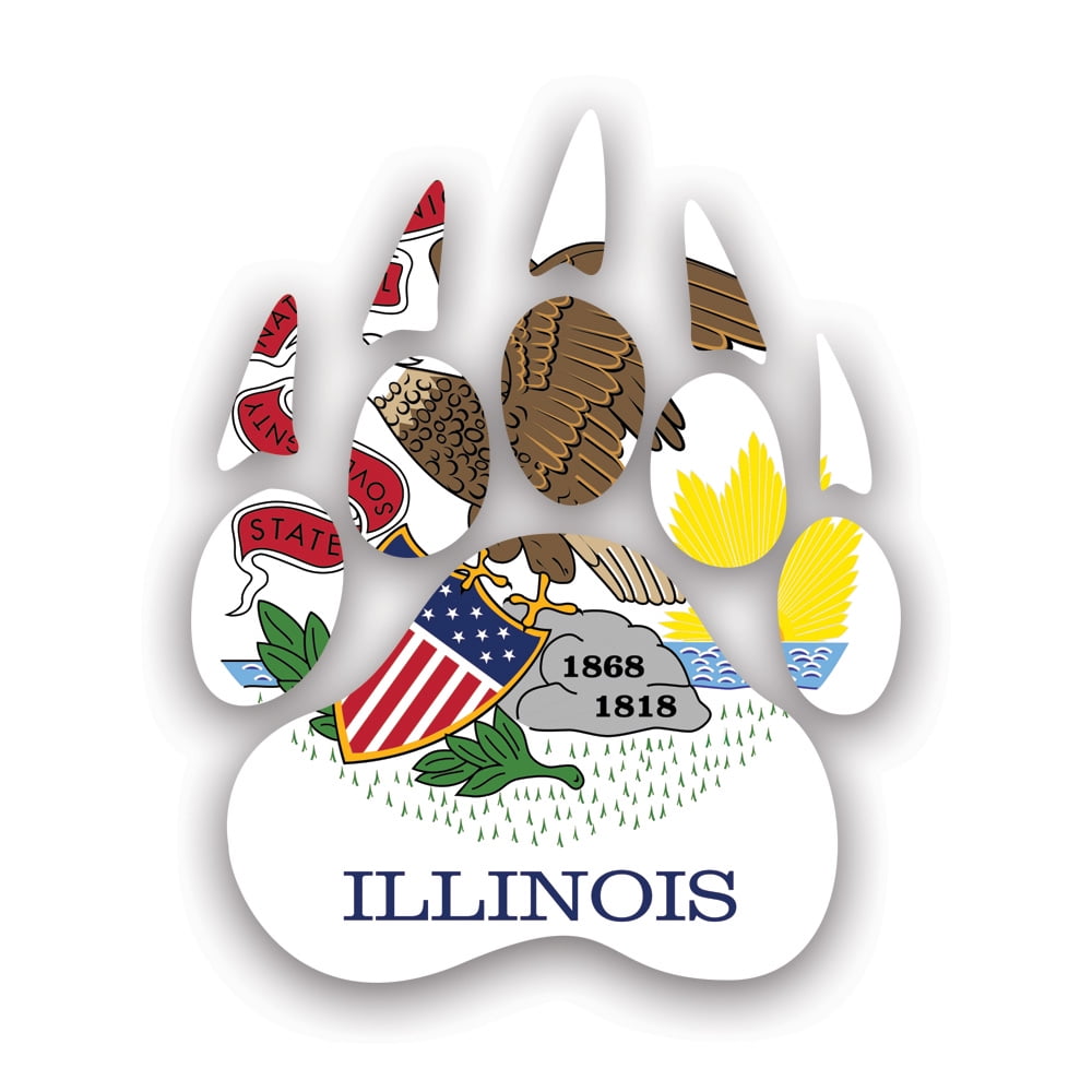 Illinois State Bear Print Shaped Sticker Decal - Self Adhesive Vinyl ...