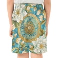 BZSMCE Adjustable Drawstring Casual Shorts With Flower Mandala Green ...
