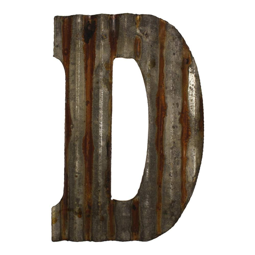 Farmhouse Rustic 12" Wall Decor Corrugated Metal Letter -D - Walmart.com