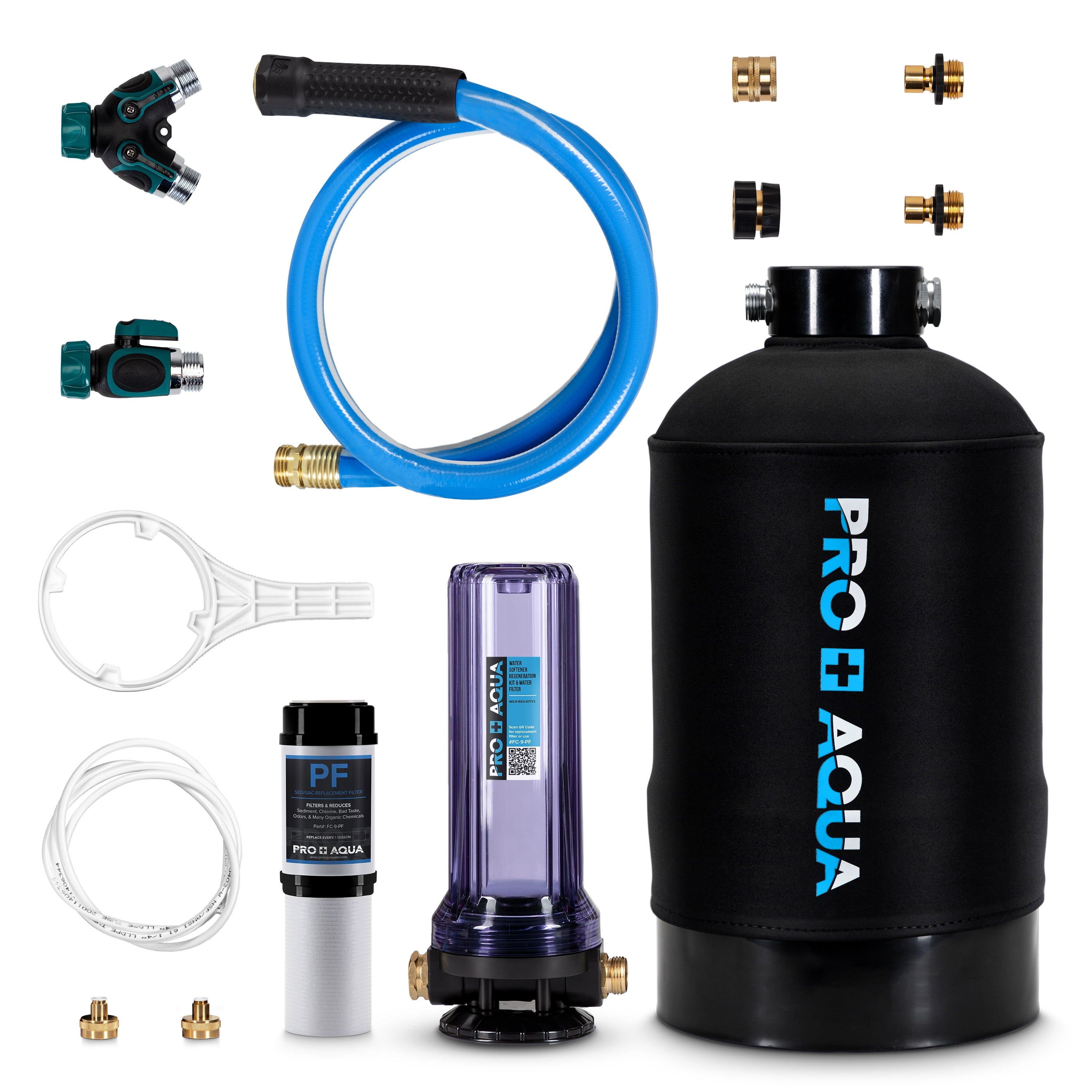 Portable RV Water Softener 16,000 Grains and Filtration System Bundle ...
