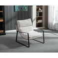 Guyou Modern Linen Upholstered Accent Armchair with Metal Base ...