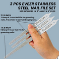 EVEZR 3Pcs 100 Grit Sharp Stainless Steel Pointed Nail File Set ...