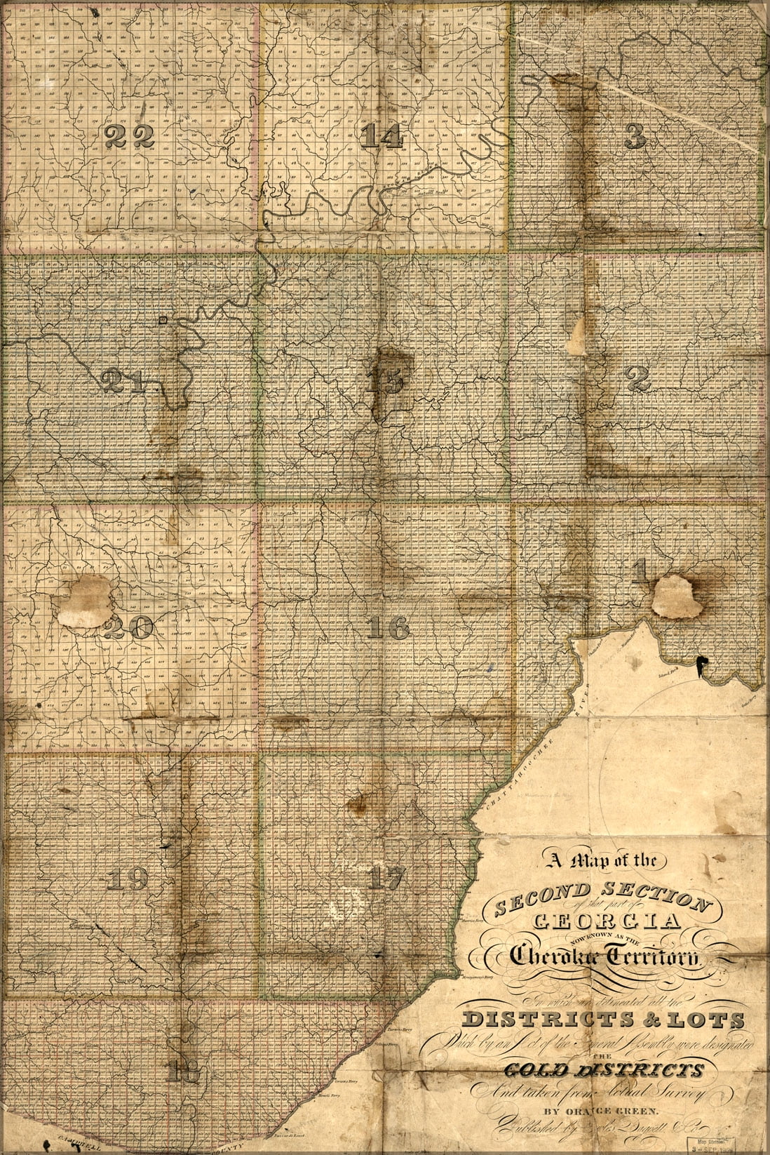 24"x36" Gallery Poster, map of Cherokee indian Territory in georgia ...