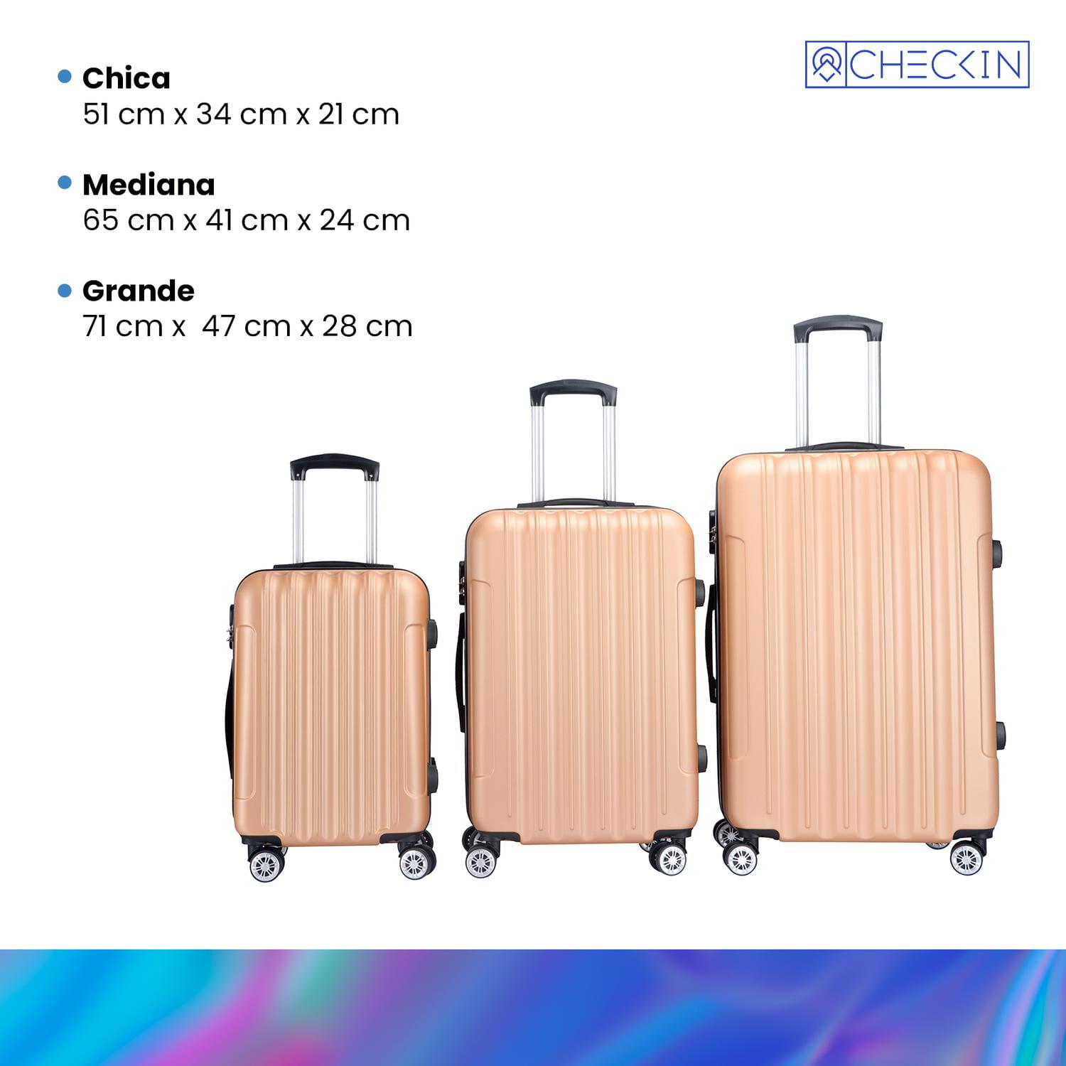 Set 3 Maletas de Viaje, Capacidad de 10 kg, 20 kg y 25 kg dorado ...