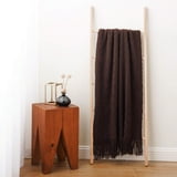Battilo Home, Brown Throw Blanket, 50"x60", Knit Fringed Tassel Design ...