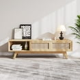 Tolead Rattan Low Profile TV Stands with Sliding Doors, up to 65" TV ...