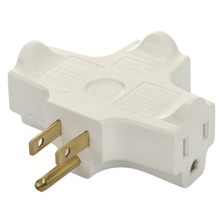 Hyper Tough Heavy Duty 3 Way Grounded Outlet White Indoor Use Adapter ...