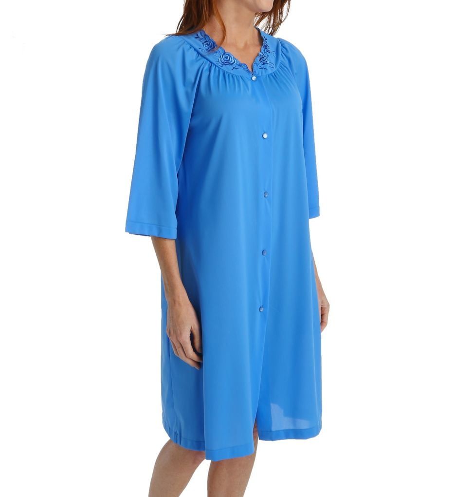 Women's Shadowline 77280 Petals Embroidered Yoke Coat (Sapphire S ...