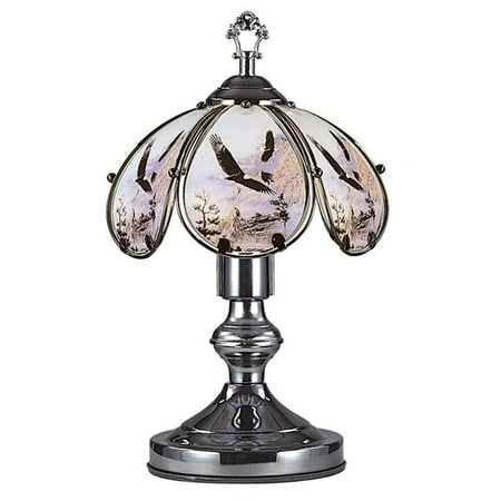 OK Lighting K339 14.25 in. Flying Eagle Touch-On Lamp, Black & Chrome ...