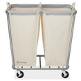 Dryser Commercial Rolling Laundry Hamper with 2 Removable Canvas Bins ...