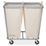 Dryser Commercial Rolling Laundry Hamper with 2 Removable Canvas Bins ...