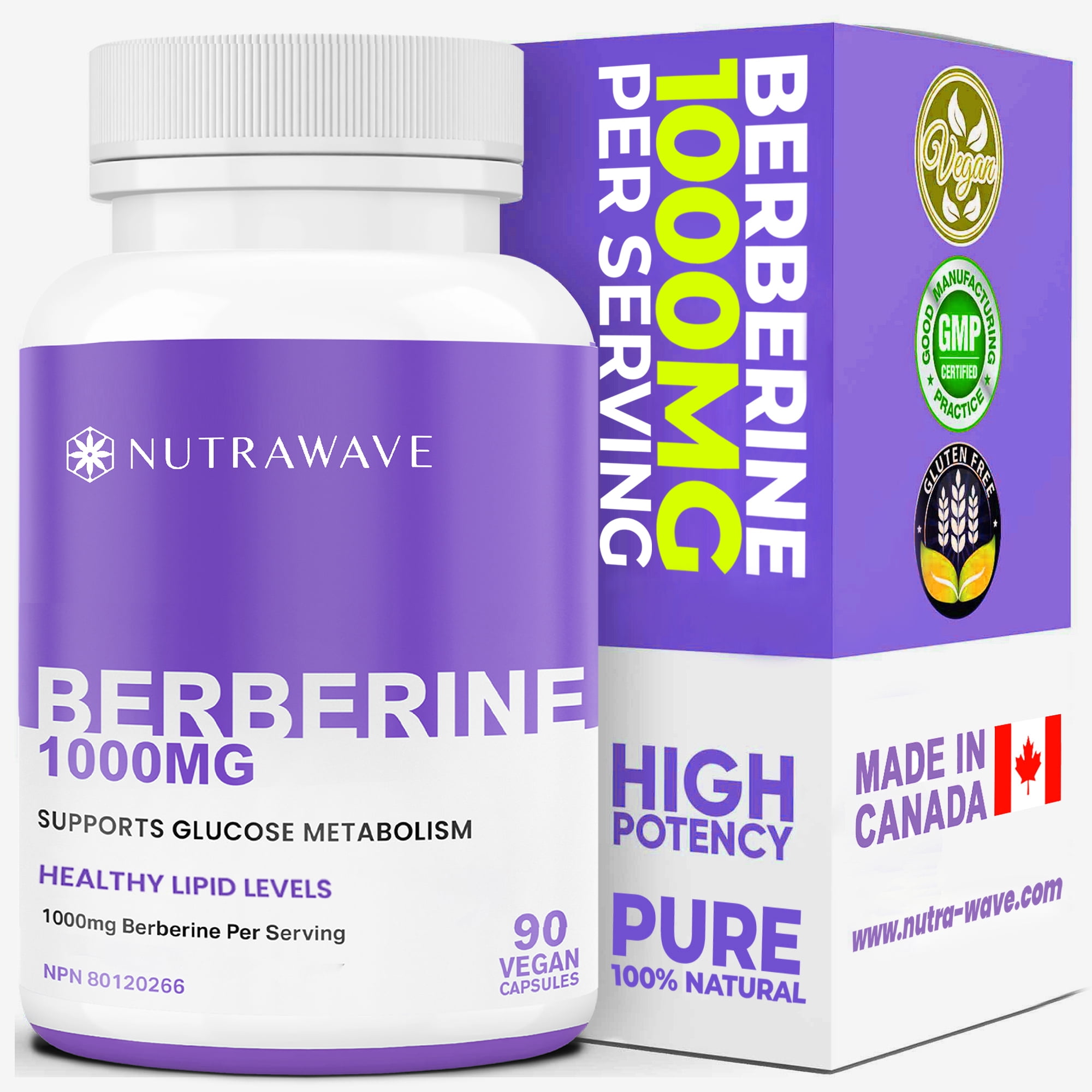 Nutrawave Berberine 1000mg – Blood Sugar & Metabolism Support – 90 Vegan Capsules - Walmart.ca
