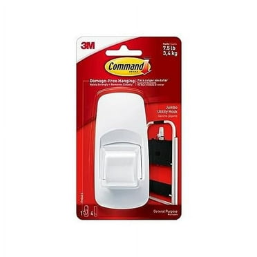 3M Command Large Utility Hooks, White, 12 Hooks, 18 Adhesive Strips ...